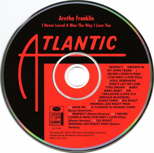 Aretha Franklin : I Never Loved A Man The Way I Love You (CD, Album ...